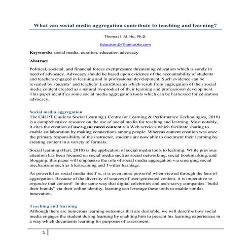What Can Social Media Aggregation Contribute To Teaching & Learning ...