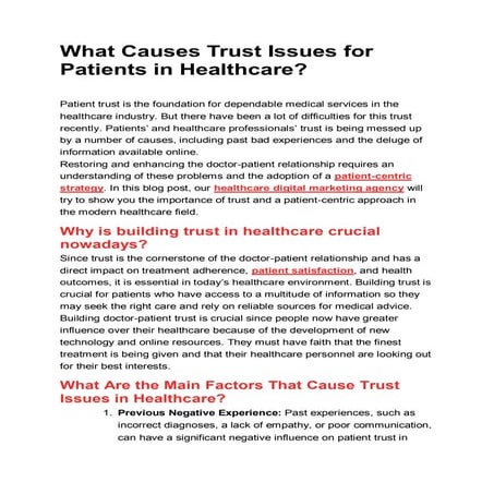 What Causes Trust Issues for Patients in Healthcare – Practice Builders ...