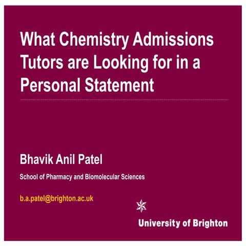 What chemistry admissions tutors are looking for in a personal ...