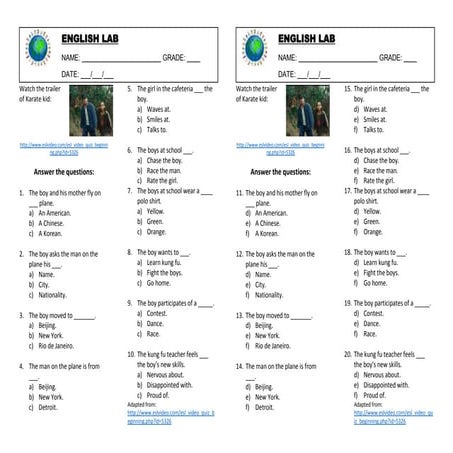 Karate kid Quiz | DOCX