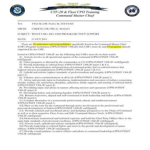CPO 21 Core Competencies trifold (Ref NAVOP01.007) | PDF