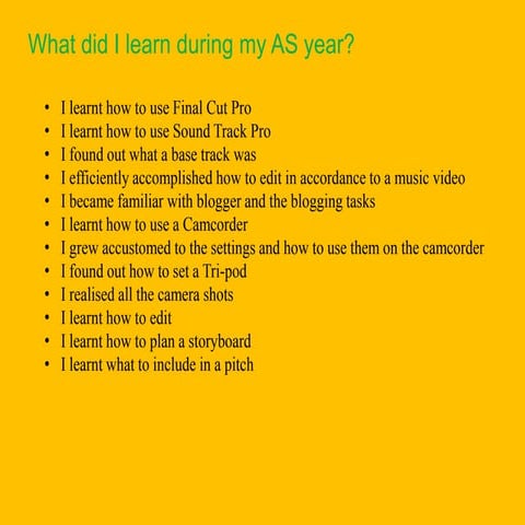 What I learnt duing AS year | PPTX
