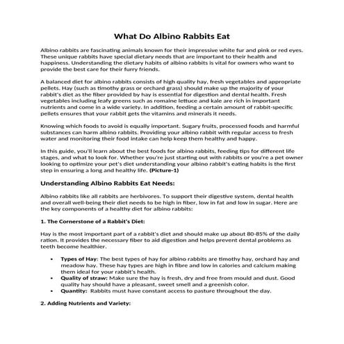 What do Albino Rabbits Eat: List of Foods for Albino Rabbits | DOCX