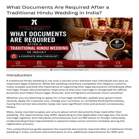 Essential Legal Documents Required After a Traditional Hindu Wedding in ...