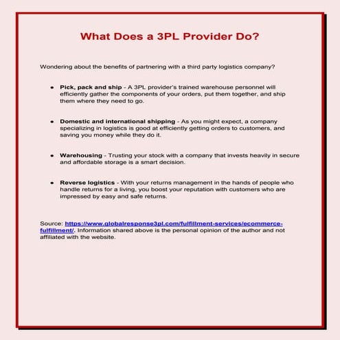 What Does a 3PL Provider Do? | PDF