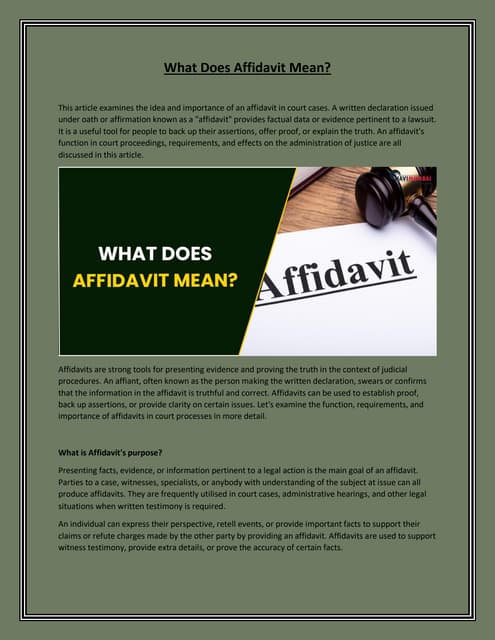 What is an affidavit? - A Details Guides | PDF