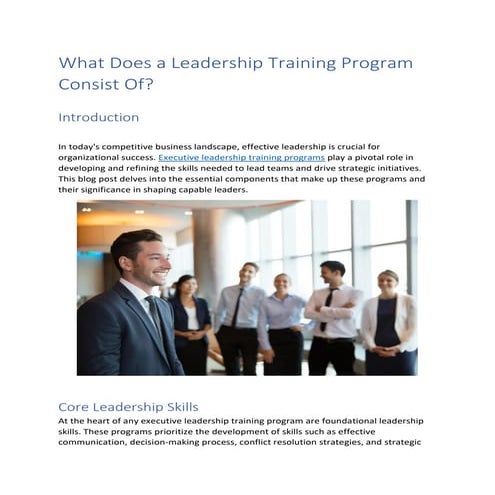 What Does a Leadership Training Program Consist Of? | PDF