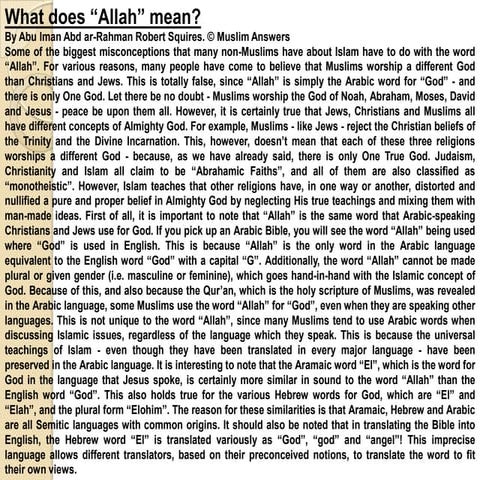 Who is Allah?