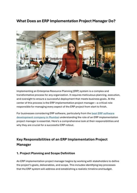 What Does An Erp Implementation Project Manager Dopdf