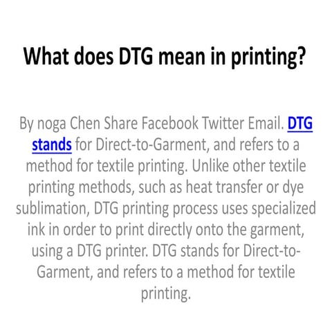 What does DTG mean in printing? | PPTX