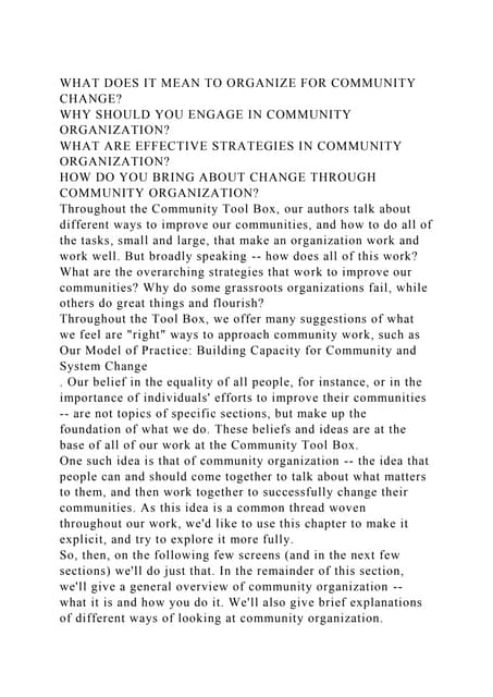 Scope and Process of Community Organization | PPTX