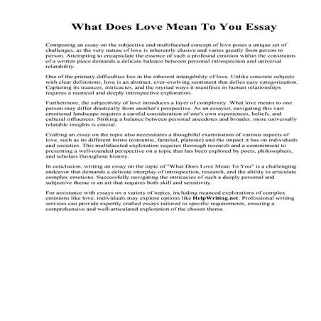 Definition Essay Examples Love. Gateway Community College, New Haven | PDF