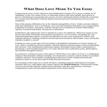 What Does Love Mean To You Essay | PDF