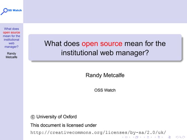 What Does Open Source Mean For The Institutional Web Manager Ppt
