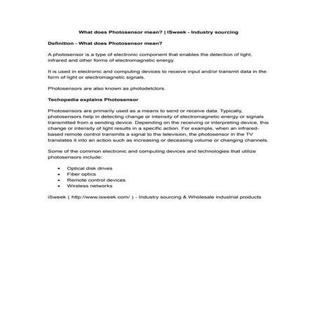 What does photosensor mean? | DOC | Cameras and Camcorders | Consumer Electronics