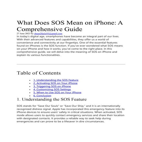 What Does SOS Mean on iPhone | PDF