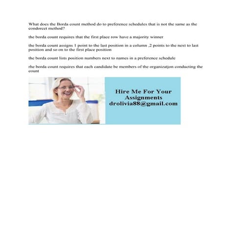 What does the Borda count method do to preference schedules that is no ...