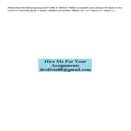 What does the following loop print USE A TRACE TABLE to exp.pdf