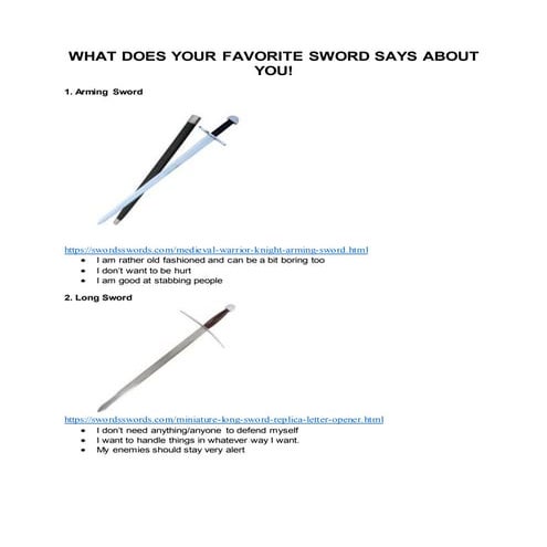 What does your favorite sword says about you! | DOCX