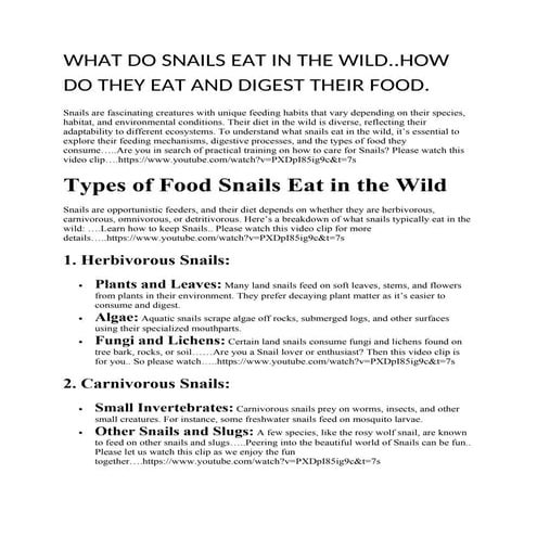 WHAT DO SNAILS EAT IN THE WILD..HOW DO THEY EAT AND DIGEST THEIR FOOD..docx