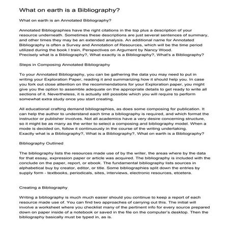 What on earth is a Bibliography? | PDF
