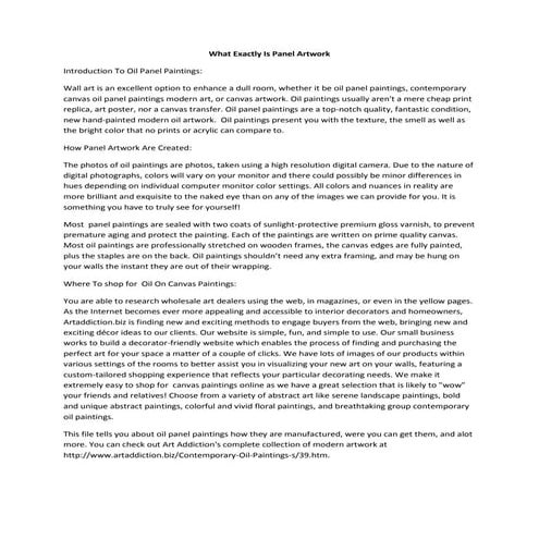 What exactly is panel artwork | PDF