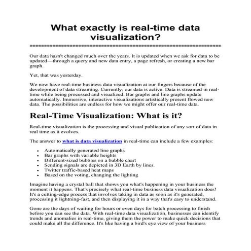 What Exactly Is Real Time Data Visualization Pdf