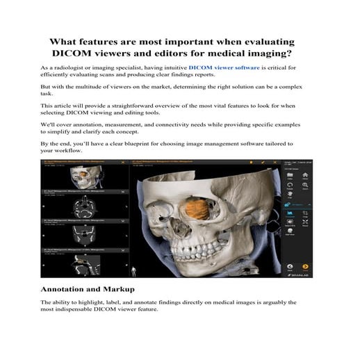 What features are most important when evaluating DICOM viewers and ...