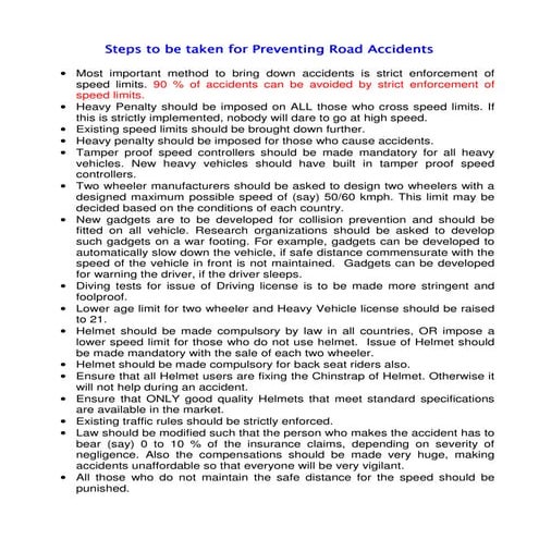 What Government should do to prevent Road Accidents | PDF