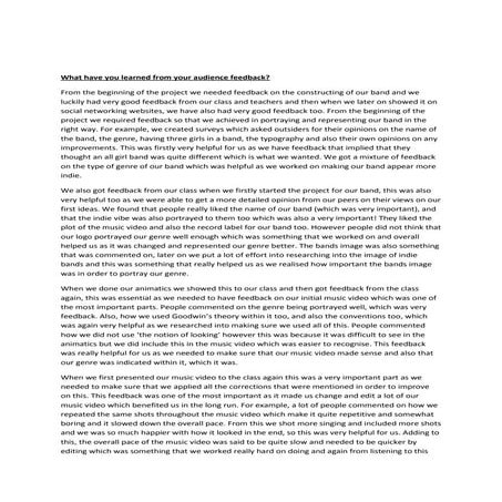 What have you learned from your audience feedback | PDF