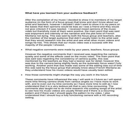 What have you learned from your audience feedback | DOCX