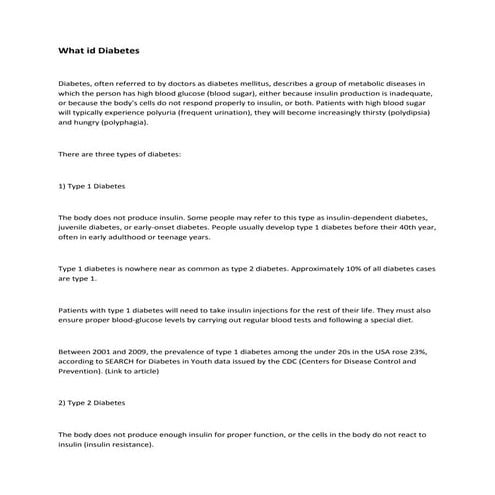 Biology investigatory project on diabetes | DOCX