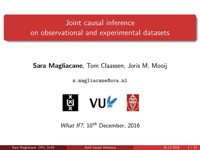 Talk Joint Causal Inference On Observational And Experimental Data