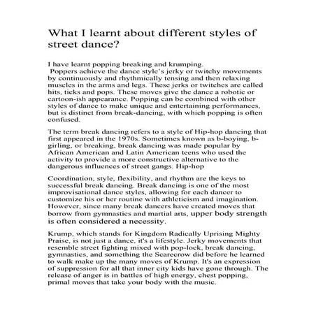 What i learnt about different styles of street dance | DOC | Hip Hop ...