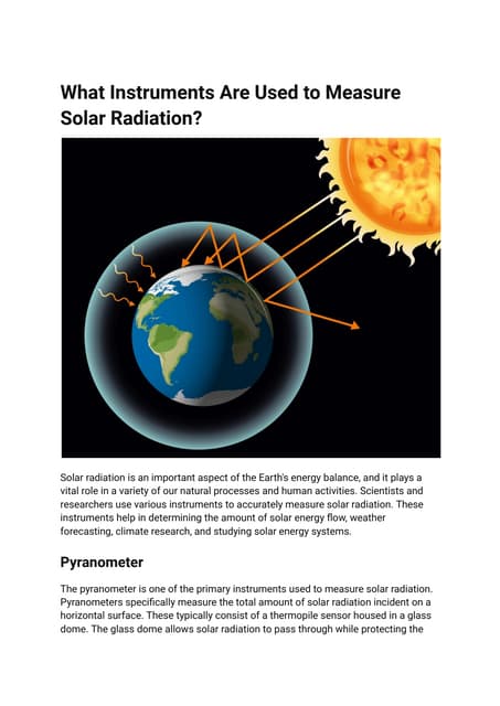 SOLAR RADIATION MEASUREMENT | PDF