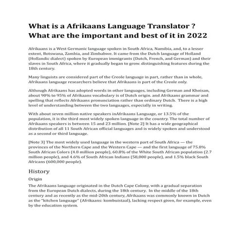 What is a Afrikaans Language Translator .pdf