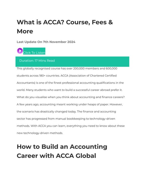 ACCA changes in 2018 | PDF | Business Accounting & Finance | Business