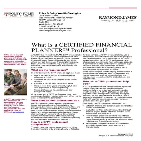 What Is A Certified Financial Planner | PDF