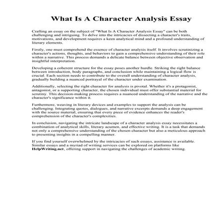 What Is A Character Analysis Essay.pdf | Books and Literature