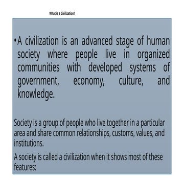The 7 characteristics of a civilization | PPT