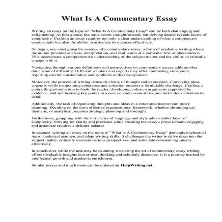 Commentary Essay Examples | PDF