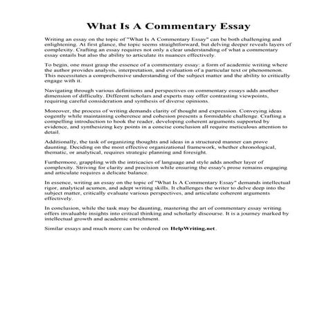 What Is A Commentary Essay. How to Write a Literary Commentary: 14 ...