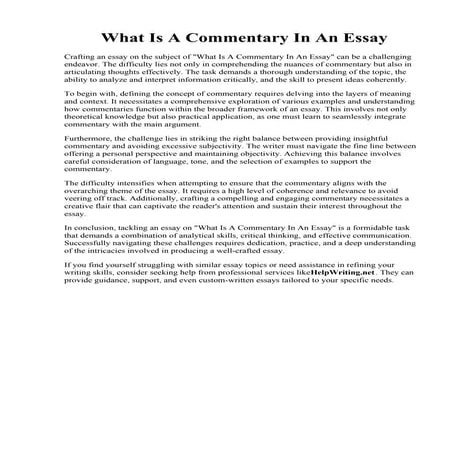 What Is A Commentary In An Essay | PDF