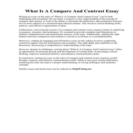 What Is A Compare And Contrast Essay | PDF | Bone and Joint Conditions ...
