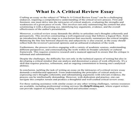 What Is A Critical Review Essay | PDF