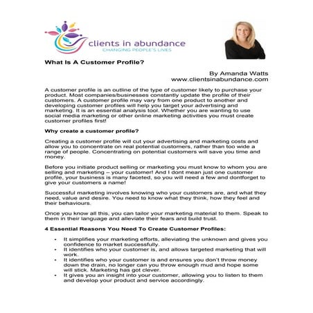 What Is A Customer Profile | PDF