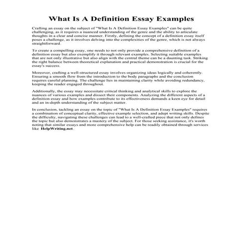 What Is A Definition Essay Examples | PDF
