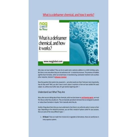 What is a defoamer chemical, and how it works.pptx