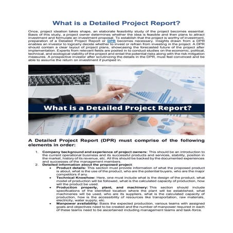 What is a detailed project report | PDF