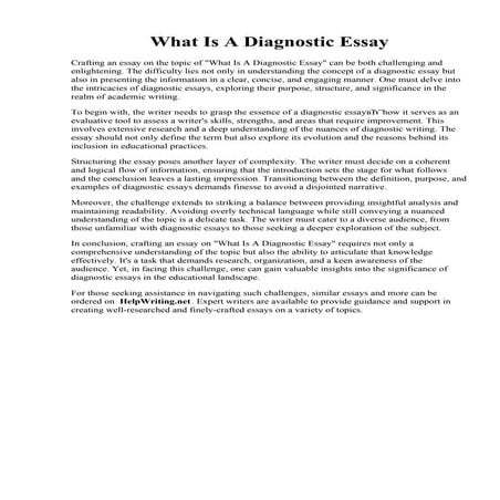 What Is A Diagnostic Essay. Diagnostic first essay | PDF